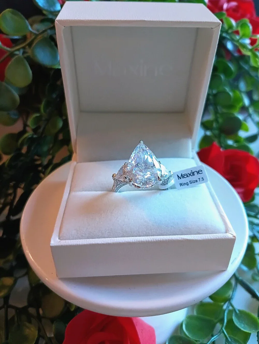 Maxines | Jewelry | 925 Sterling Silver Pear Cut Cz Engagement Ring ...